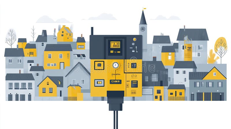 Smart City Energy Management System Stock Photo - Image of solar ...