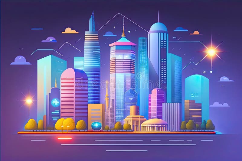 Smart City of Future with AI System Generative AI Stock Illustration ...