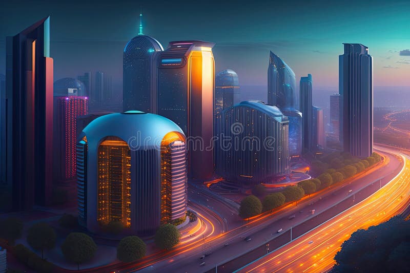 Smart City of Future with AI System Generative AI Stock Illustration ...