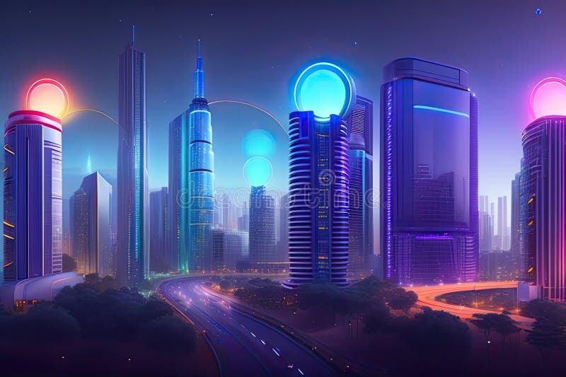 Smart City of Future with AI System Generative AI Stock Illustration ...