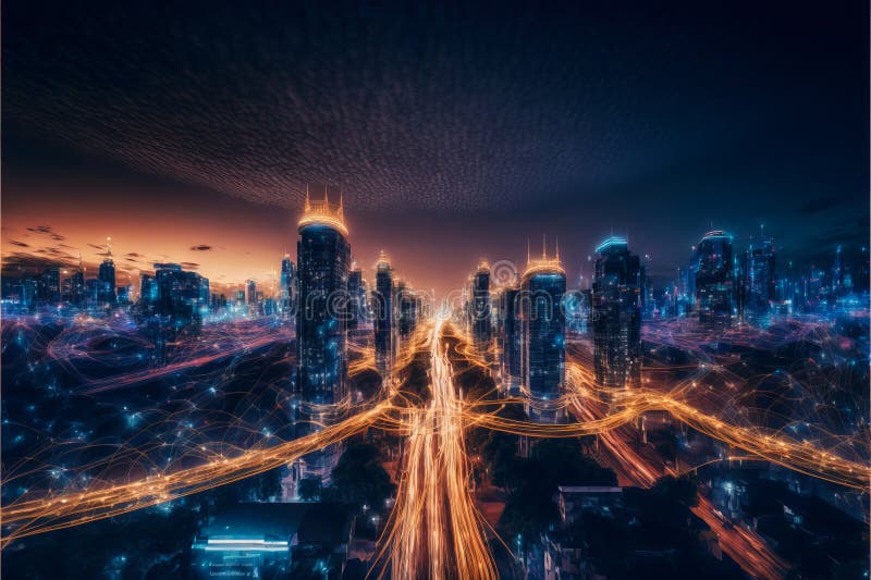 Smart City with 5g Connection. Generative Ai Stock Illustration ...