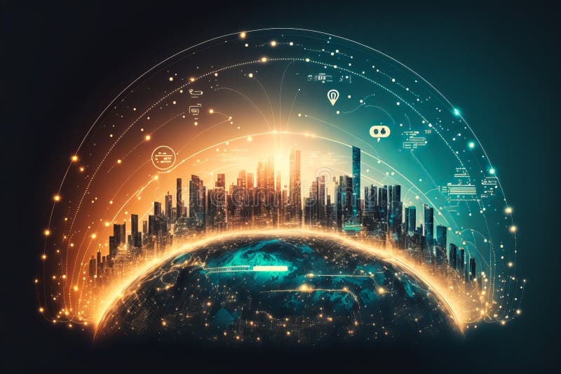 Smart City with 5g Connection. Generative Ai Stock Illustration ...