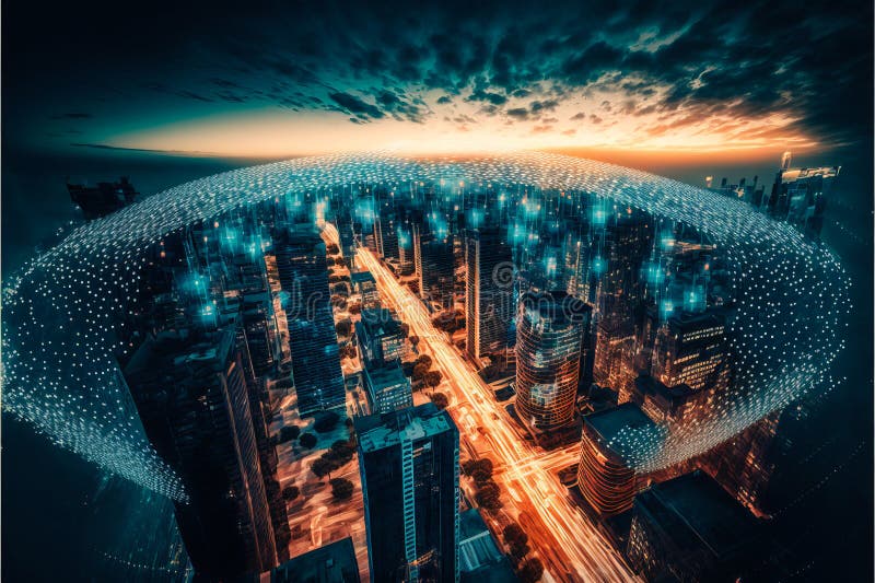 Smart City with 5g Connection. Generative Ai Stock Illustration ...