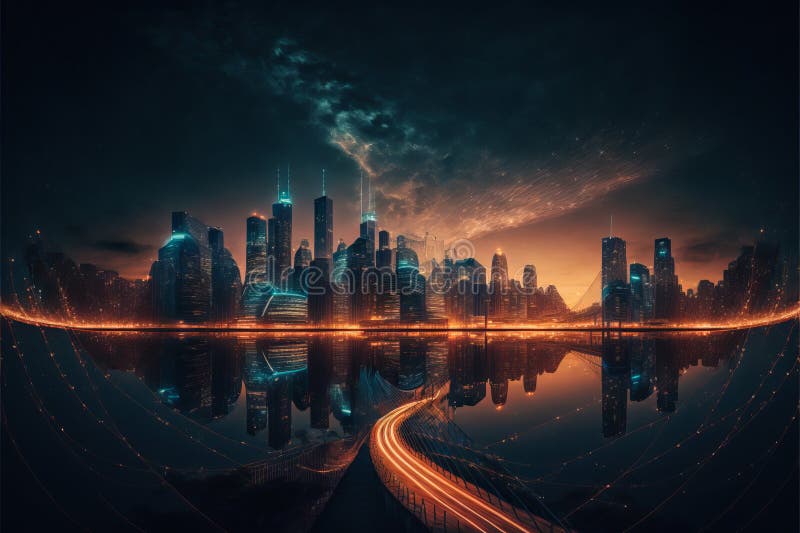 Smart City with 5g Connection. Generative Ai Stock Illustration ...