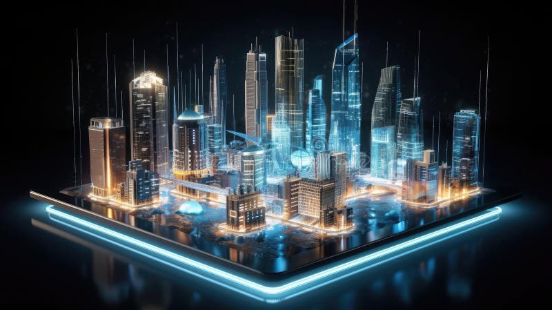 Smart City Hologram stock image. Image of connection - 303384369