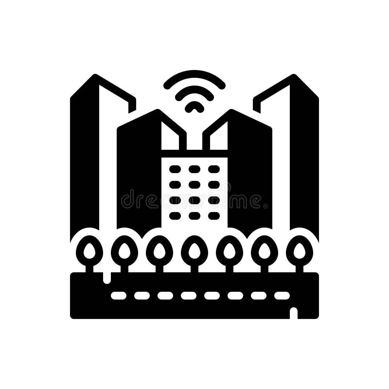 Black Solid Icon for Smart City, Developed and Township Stock Vector ...