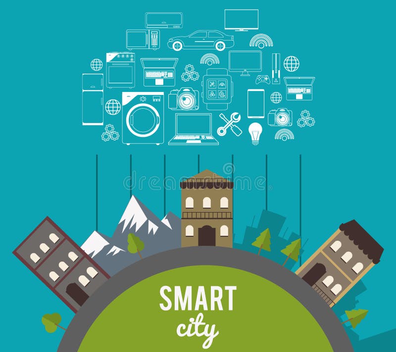 Smart City and Icon Set. Technology and Internet Design. Vector Stock ...
