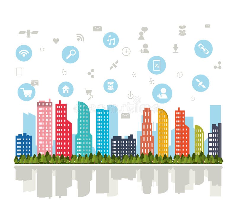 Smart City and Icon Set. Technology and Internet Design. Vector Stock ...