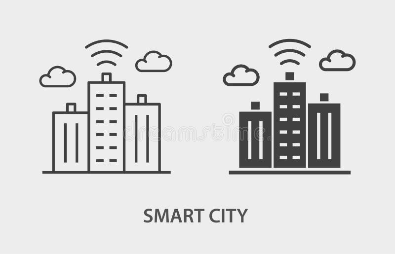 Smart City Icon on White Background. Vector Illustration. Stock Vector ...