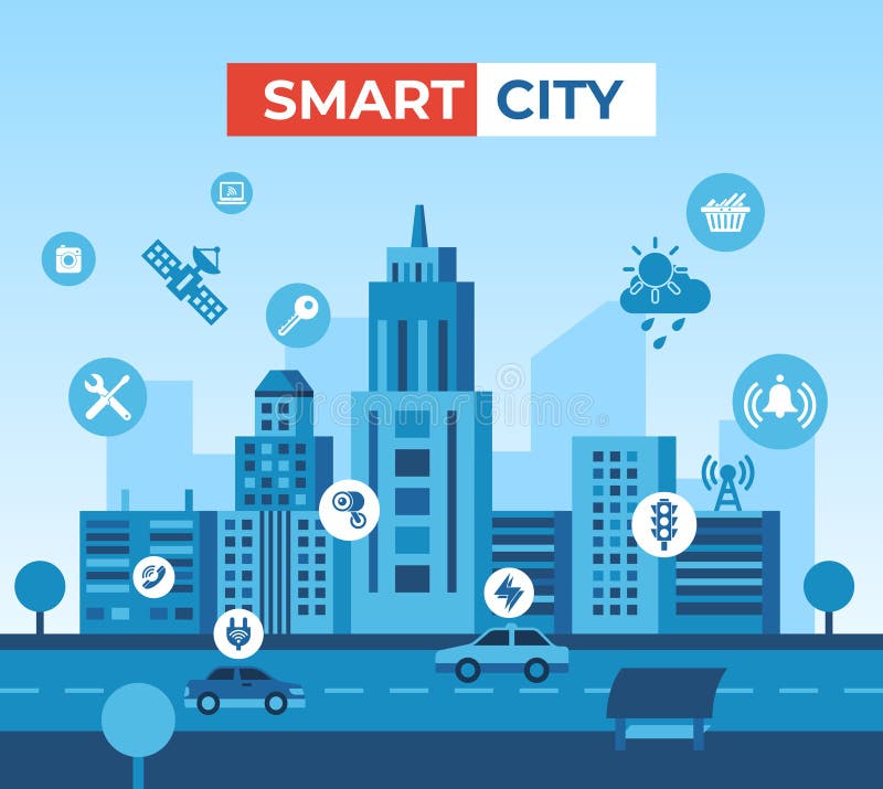 Smart City Icons Infographics Stock Illustration - Illustration of city ...