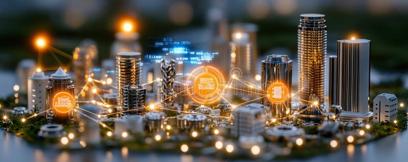 Smart City Illuminated Model Networked Buildings Digital Innovation ...