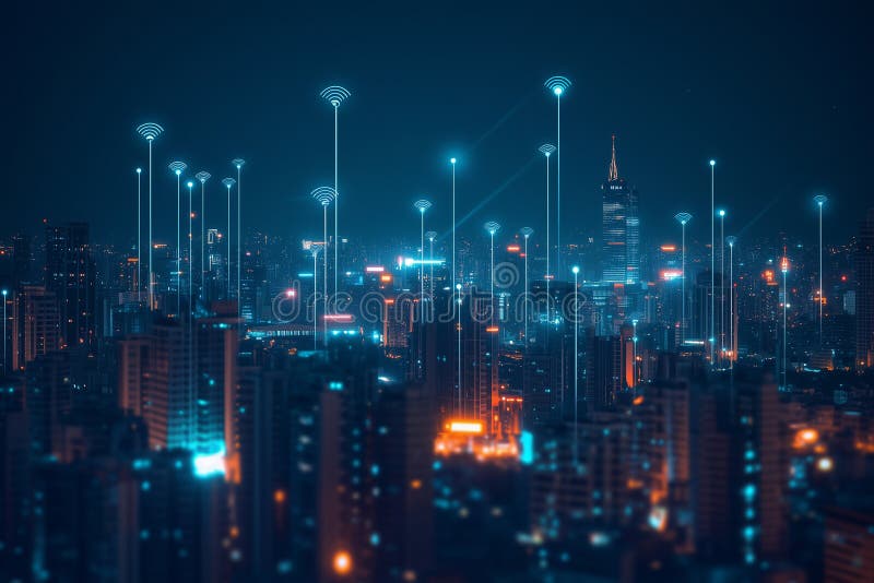 A Smart City Infrastructure with 5G and 6G Connectivity Stock Image ...
