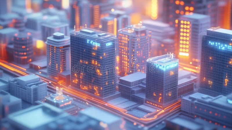 Smart City Infrastructure a Low-poly 3D. Stock Photo - Image of energy ...