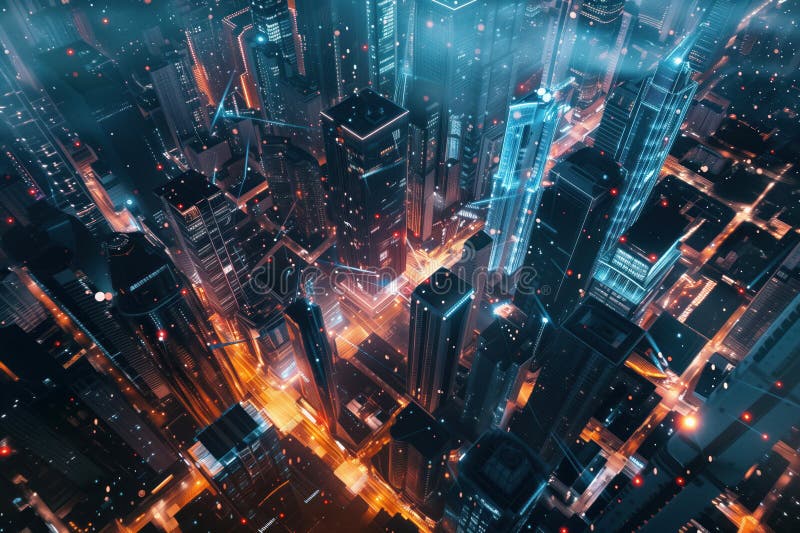 Smart City Infrastructure Skyscrapers with Advanced Communication ...