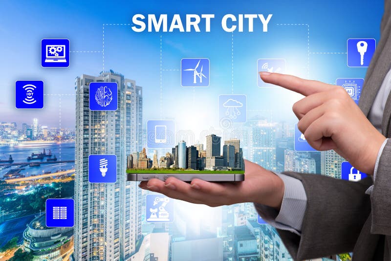 The Smart City in Innovation Concept Stock Image - Image of connected ...
