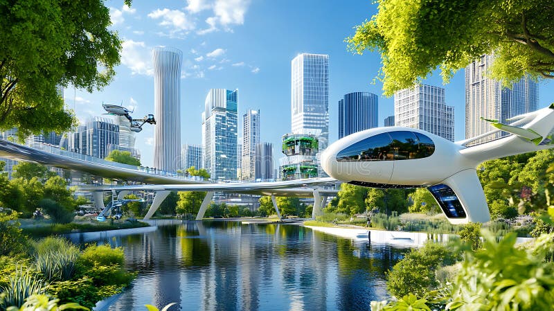 Smart City with Integrated Technology, Illustrating Urban Future Stock ...