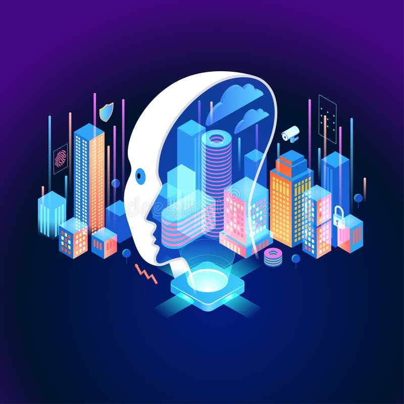 Smart City or Intelligent Building Isometric Vector Concept Stock ...