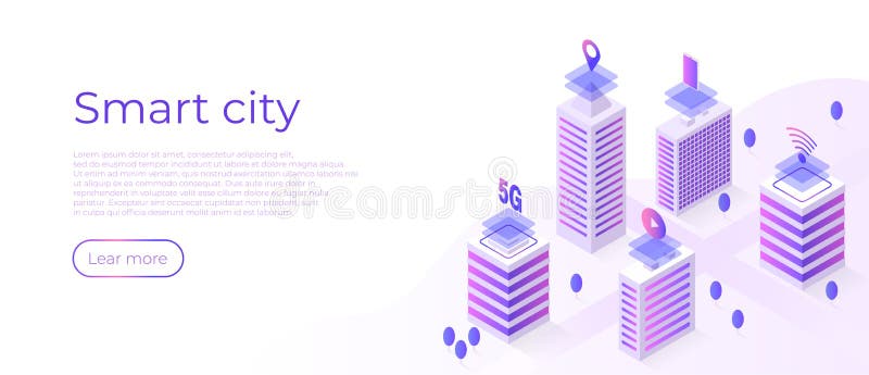 Smart City or Intelligent Building Isometric Vector Concept Stock ...