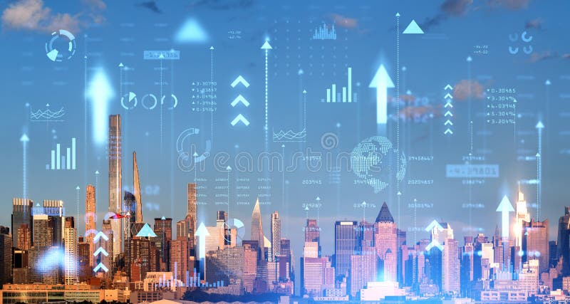 Smart City Interface in New York Stock Illustration - Illustration of ...