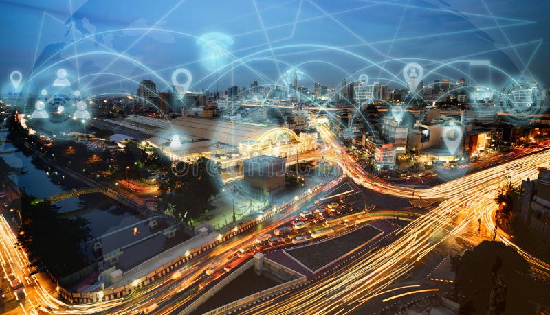 Smart City and Internet of Things, Wireless Communication Network Stock ...