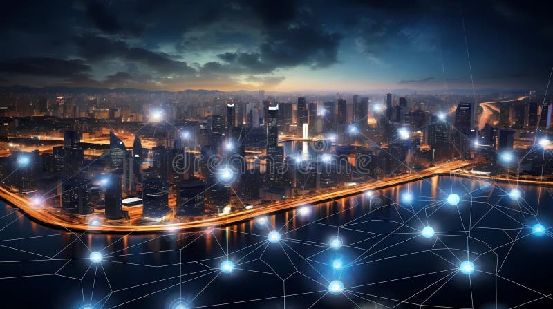Smart City and Network Connection Concept 3d Rendering Toned Image ...