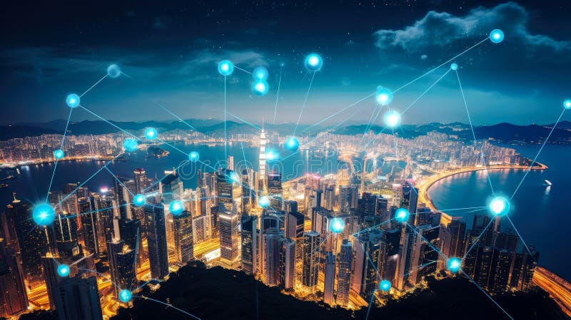 Smart City Network Connection and Internet of Things (IoT) Concept ...