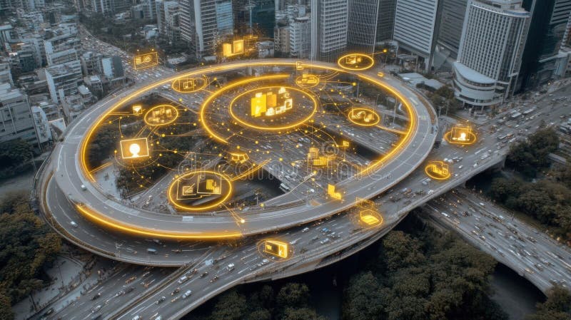 Smart City Network, Data Integration & Automation Stock Illustration ...