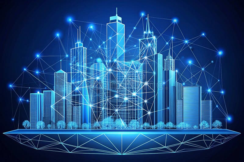 Smart City Network, Digital Cityscape, Glowing Nodes, Futuristic Background, Tech Concept Stock ...