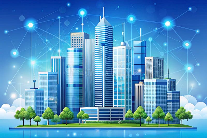 Smart City Network, Futuristic Cityscape, Digital Connection ...
