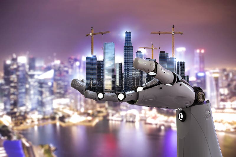 Smart City with Robot and Development City Stock Photo - Image of ...