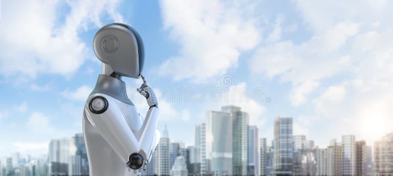 Smart City with Robot in Development City Stock Illustration ...
