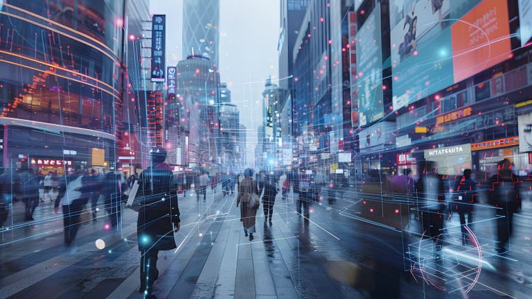 Smart City Sensor Networks Network of Sensors Spread Stock Illustration ...