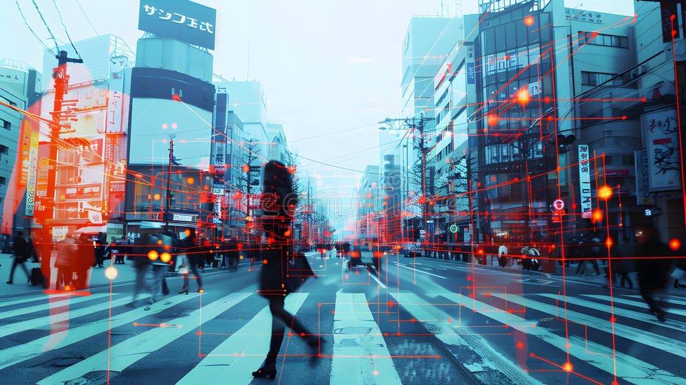 Smart City Sensor Networks Network of Sensors Spread Stock Illustration ...