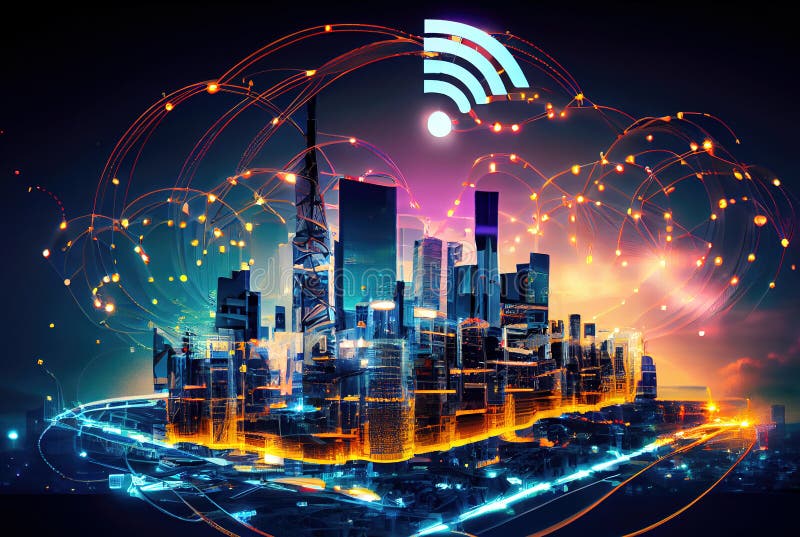 Smart City and Fast 5G Communication Network Isometric 3D ...