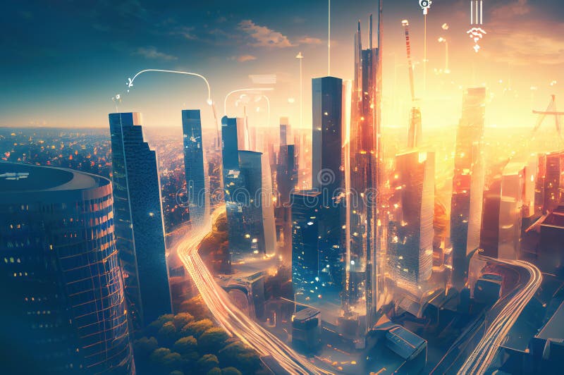 Smart City and Fast 5G Communication Network Representation Concept ...