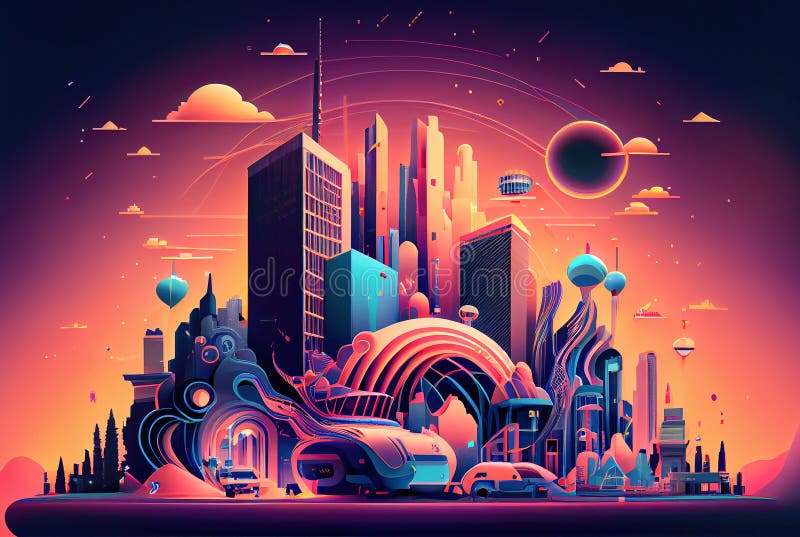 City and Super Fast 5G Communication Network Representation Concept in ...