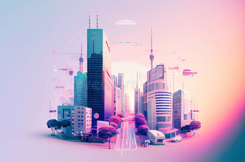 Smart City and Fast 5G Communication Network Representation Concept in ...