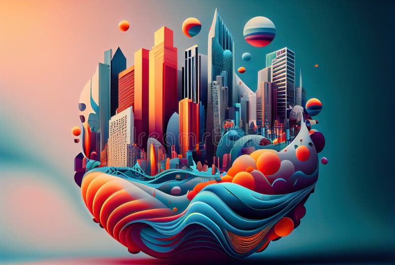 Smart City and Fast 5G Communication Network Painting Representation ...