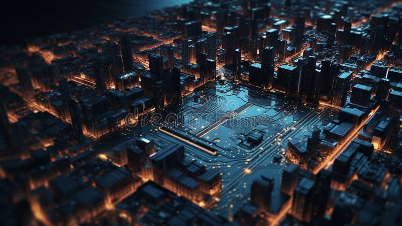 Smart City Surface Zoom in Macro Tech Computer Background Stock ...