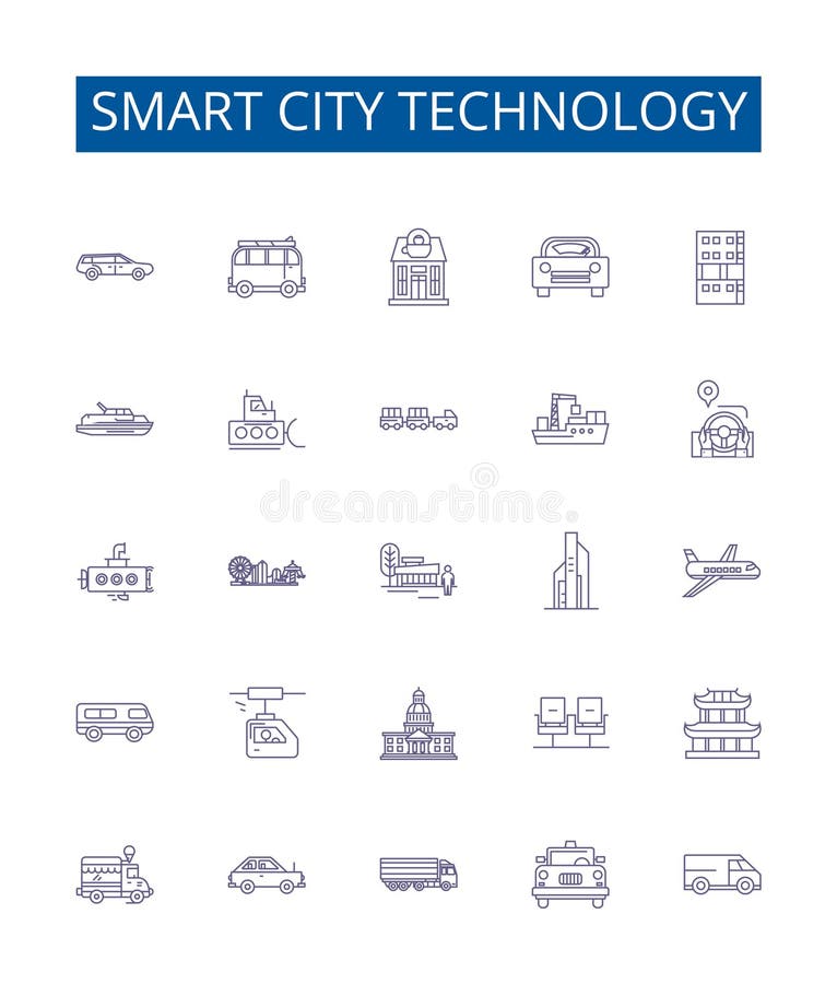 Smart City Technology Line Icons Signs Set. Design Collection of Smart ...