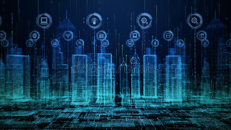 Smart City with Technology Network Connecting. Internet of Things and ...