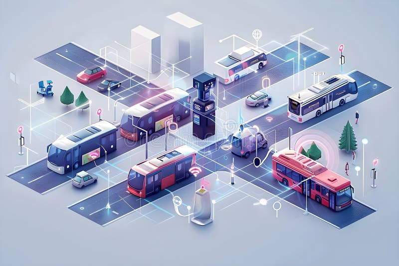 Smart City Transportation, Autonomous Buses and Cars Navigate ...