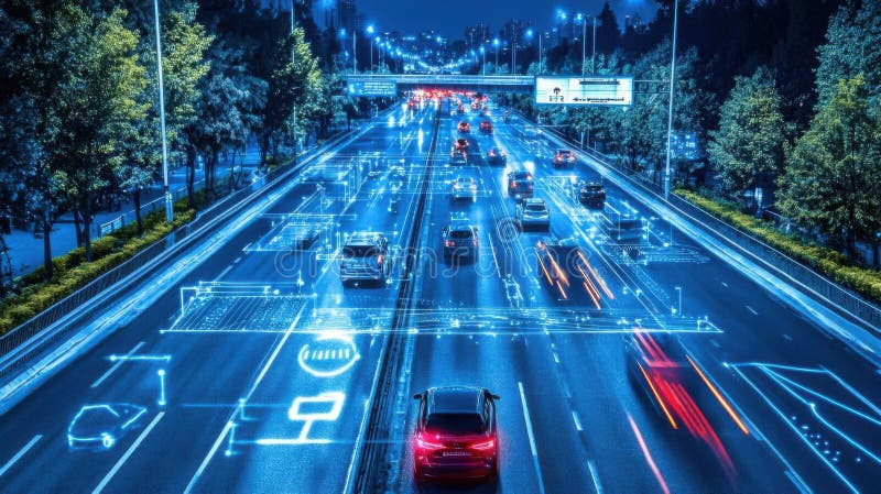 Smart City Transportation, Data-Driven Roadways Stock Photo - Image of ...
