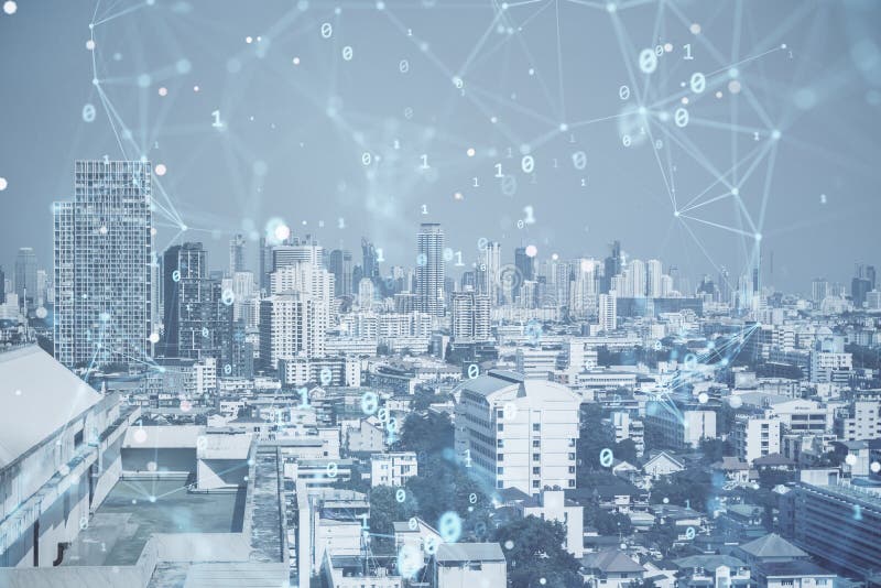 Smart City and Internet of Things Concept with Digital Binary Code ...