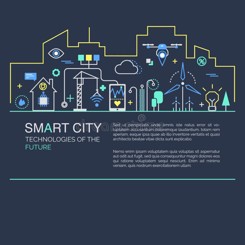 Smart City Concept and Internet of Things Stock Vector - Illustration ...