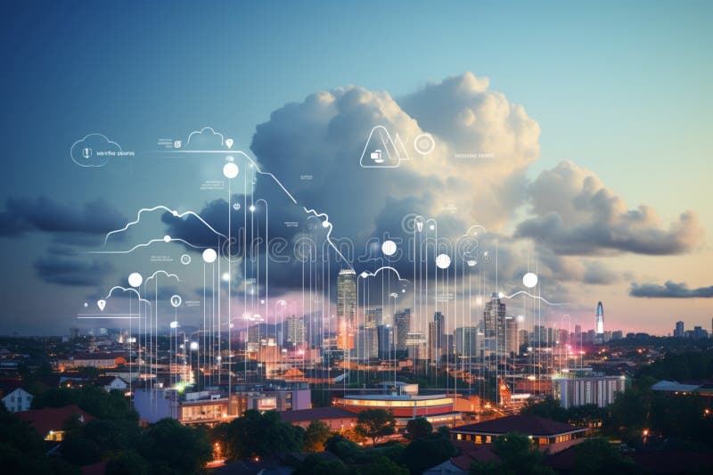 Smart City Vision Illustrated on a Banner with a Cloud Computing ...