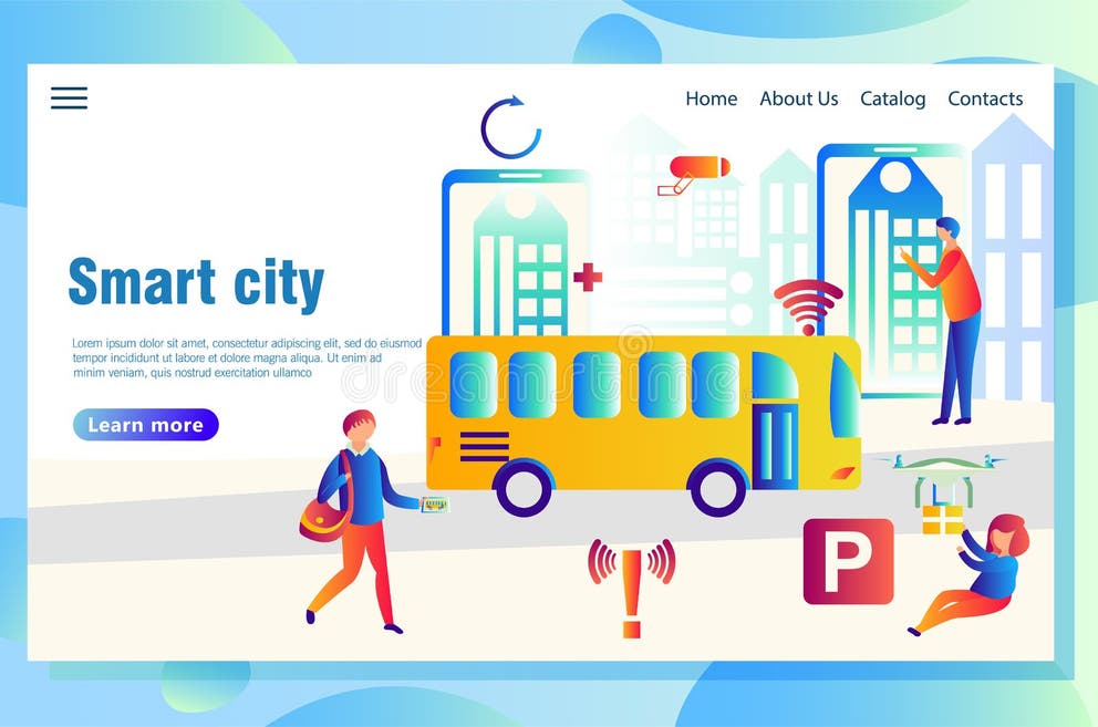 Smart City Web Page Concept Stock Vector - Illustration of infographic ...