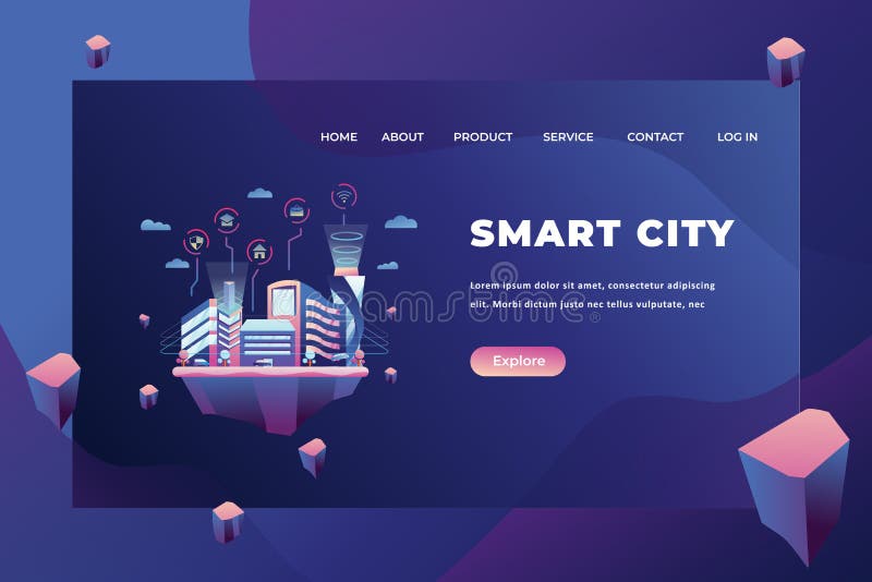 Smart City - Web Page Header Landing Page Template Illustration Stock ...