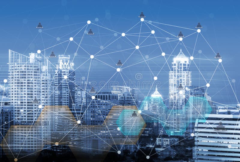 Smart City and Wireless Communication Network, Abstract Image Vi Stock ...