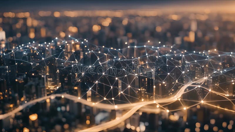 Smart City and Wireless Communication Network Concept. Digital Network ...